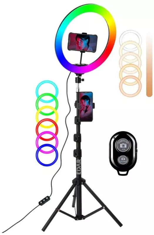 Lampa Circulara Profesionala Led Ring Light RGB EDAR 10 inch ...