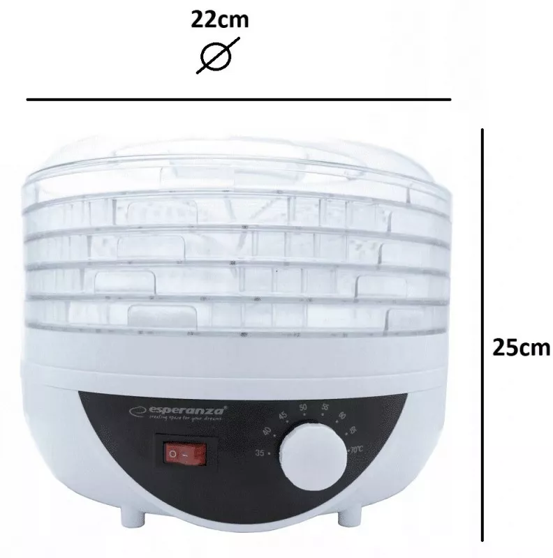 Uscator de fructe si legume Esperanza EKD002 250W 5 nivele 35-70C ...
