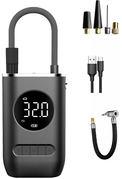 Pompa de umflat electrica portabila cu tub extensie LED 95x72x150MM ...