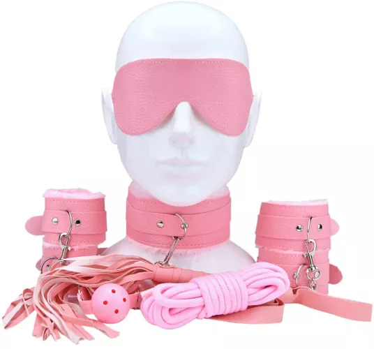 Bondage Kit BDSM Roz 8 piese N12281 - cel.ro