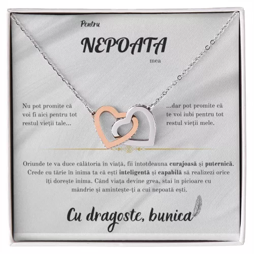 Set Colier Cu Pandant Inimi Interconectate Placat Cu Aur Alb 14K ...