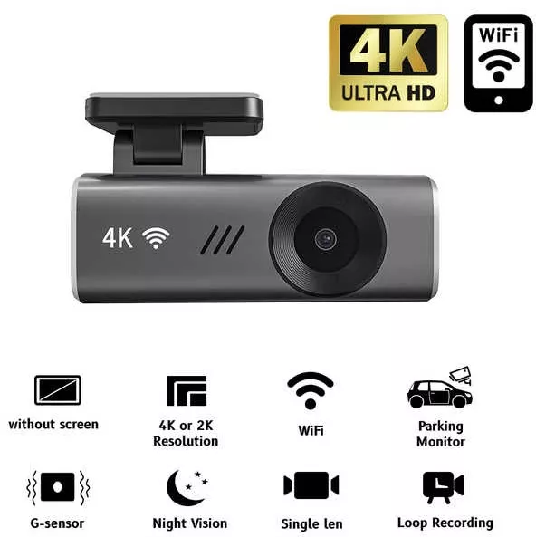 Camera Auto de bord 4K BLLEXAR® Smart Dash Cam Camera de bord ultracompacta - cel.ro