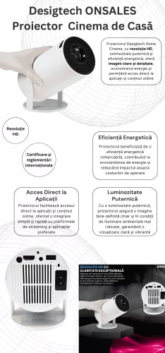 Proiector portabil ONSG® Home Theater HD 1080 Filme si Jocuri 60W ...