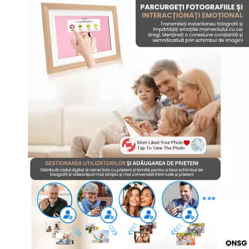 Rama Foto Digitala Smart 15 6& IPS Full HD by ONSG® Wi-Fi 32GB Frameo ...