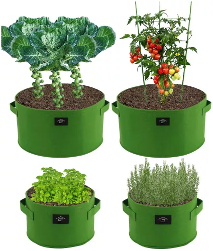 Set 4 Ghivece Textile pentru Plante Rosii Rasaduri Transplantare 3 ...