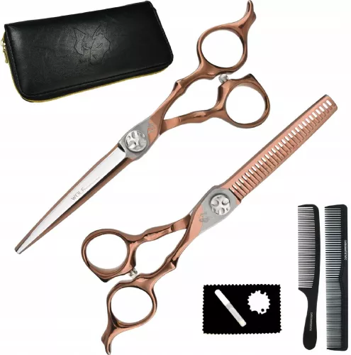 Setul de tuns WOLF include foarfeci si bretele pentru mana dreapta de 6 ...