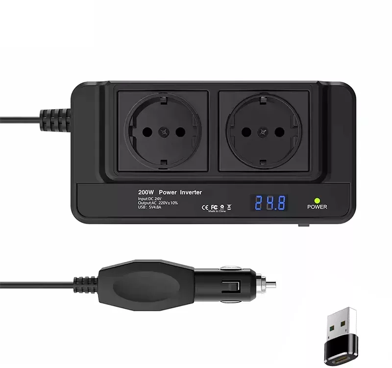 Invertor de Tensiune de la Priza Auto 12V la Priza 220V Putere 200W ...