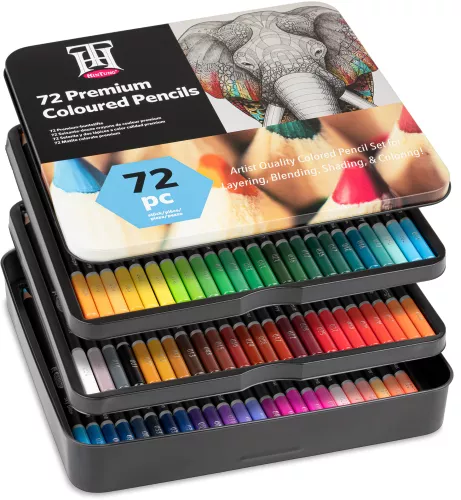 Set de creioane colorate pentru desen 72 de culori cutie rezistenta din ...
