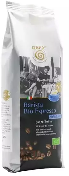 Cafea boabe Barista Espresso decofeinizata bio si fairtrade 250g Gepa ...