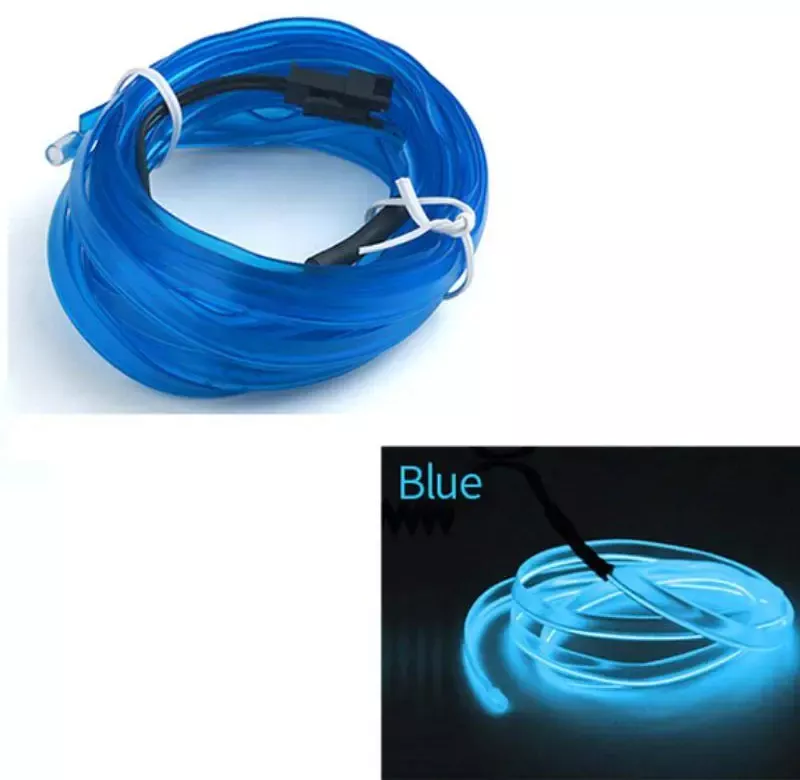 Fir Neon Auto EL Wire culoare Albastru lungime 5M alimentare 12V droser ...