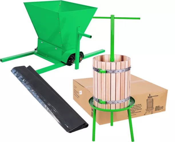 Zdrobitor de struguri manual + Teasc pentru struguri 40 L + Set 25 saci ...