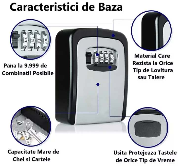 Seif cu inchidere electronica + cheie 170x230x170mm gri d6_sigma170 ...