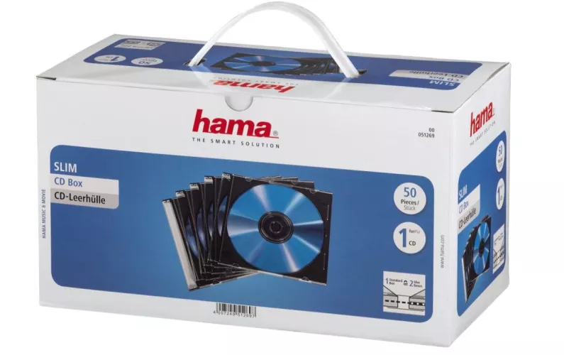 Set de 50 Carcase pentru CD DVD Hama Slim Transparent Negru - RESIGILAT ...