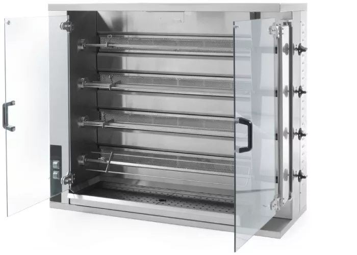 Rotisor gaz profesional pentru 16 - 20 pui 4 viteze de rotatie ...