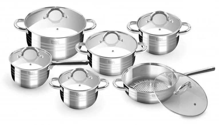 Set oale cu capac inox 12 piese Perfect Home De Luxe 53078 - cel.ro