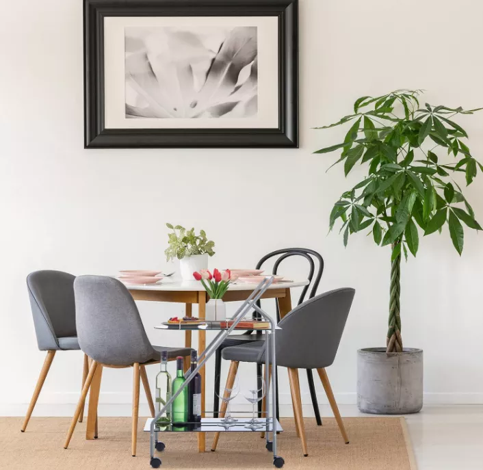 Carucior de servire Relaxdays 2 rafturi roti rotative 84 x 45 x 60 cm ...