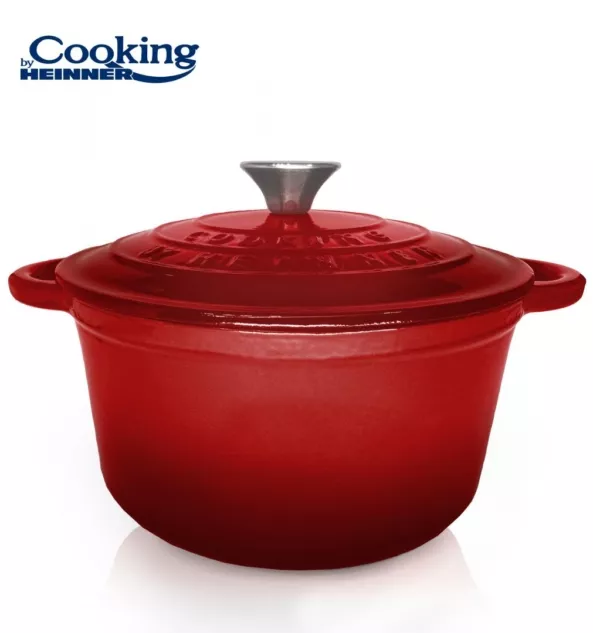 Oala din fonta emailata cu capac Cooking by Heinner 28x13 cm 6L rosie ...