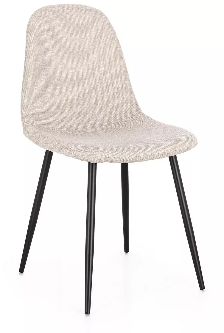 Set 4 scaune otel negru textil bej Irelia 44x53x84 cm 0734235 - cel.ro
