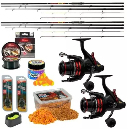 Set pescuit Benzar Classic Method Feeder 2 lansete de- 3.9m cu 2 ...