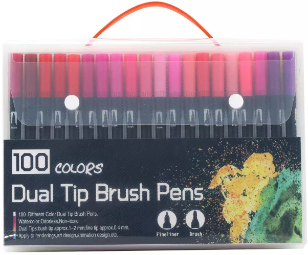 Set 100 Carioci Flippy pe Baza de Apa 2 Tipuri de Varf 1-2 mm 0.4 mm ...