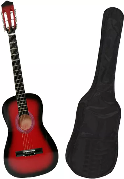 Chitara KlaussTech Clasica Din Lemn 86 Cm Rosu/negru Husa Protectie - cel.ro