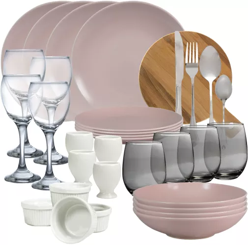 Eleganta in Bucatarie Set Roz Mat pentru 4 persoane 45 piese 5900_3070 ...
