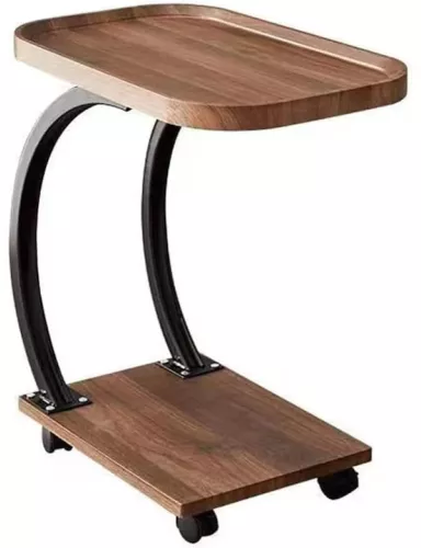 Masuta de cafea pentru sufragerie pe roti 2 nivele forma de C MRKT11856 ...