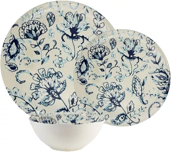 Set farfurii 12 piese 4 persoane set cu bol- Ensemble Gloria Azzurra ...