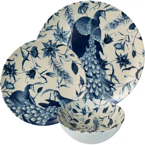 Set farfurii 18 piese 6 persoane set cu bol-Ensemble Pavone Elegante ...