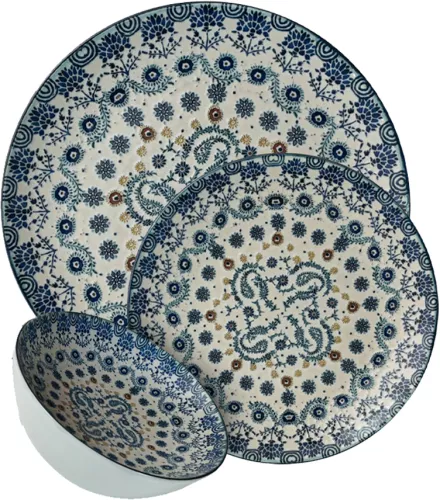 Set farfurii 18 piese 6 persoane set cu bol-Ensemble Serenita Blu - Set ...
