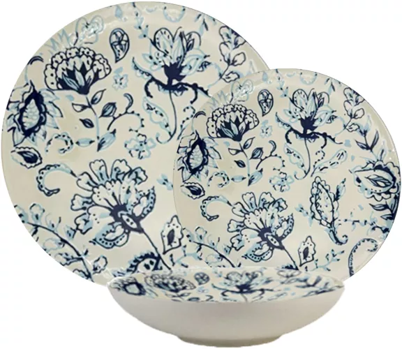 Set farfurii 12 piese 4 persoane set cu farfurie adanca- Ensemble ...