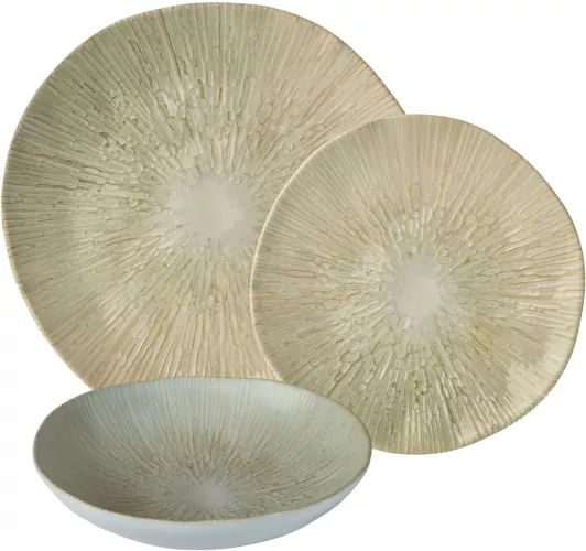 Set farfurii 18 piese 6 persoane set cu farfurie adanca-Ensemble Pietra ...