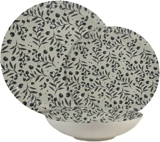 Set farfurii 18 piese 6 persoane set cu farfurie adanca- Fiori di ...