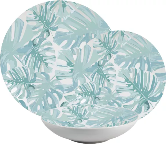 Set farfurii 18 piese 6 persoane set cu farfurie adanca- Insieme Foglie