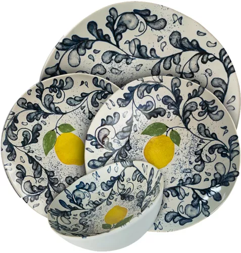 Set farfurii 16 piese 4 persoane-Ensemble Limone Elegante - Set Vesela ...