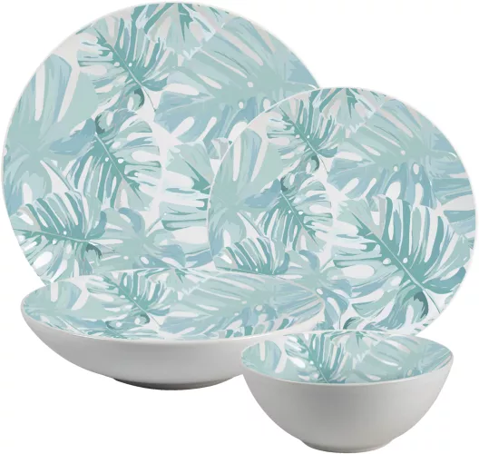Set farfurii 24 piese 6 persoane - Insieme Foglie Turquoise - Set ...