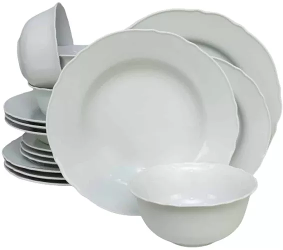 Set farfurii 16 piese pentru 4 persoane Iceberg Cesiro Portelan Alb ...