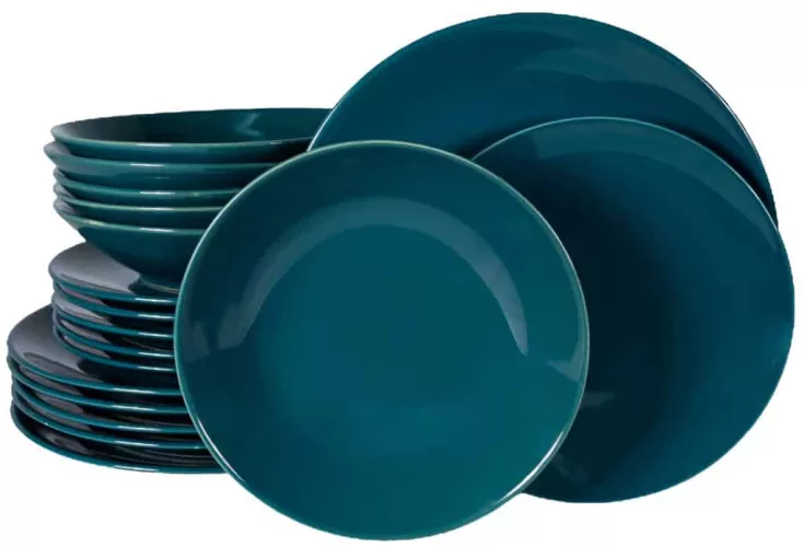 Set farfurii 18 piese pentru 6 persoane Lagoon Cesiro Turcoaz Inchis ...