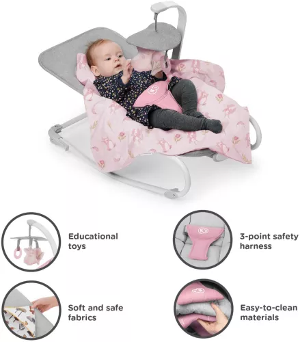 Sezlong 3 In 1 Kinderkraft Felio 2 Peony Rose KBFELI20PNK0000 - cel.ro