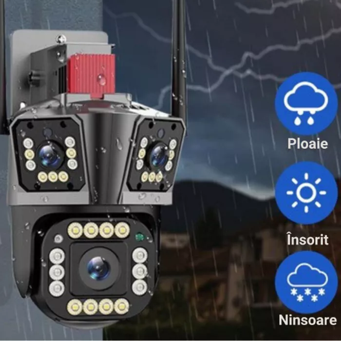 Camera de Supraveghere Tripla 12MP 6K wifi zoom x10 MRKT11865 - cel.ro