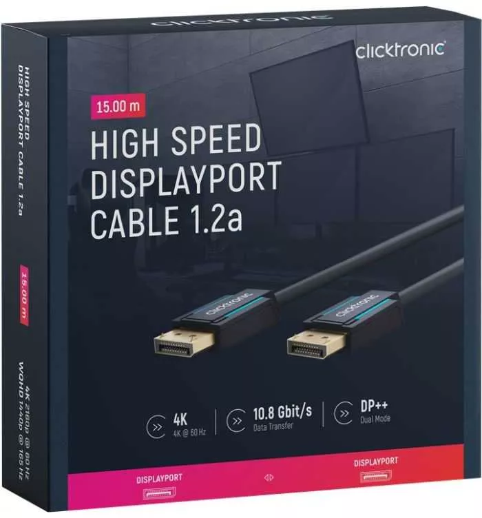 Cablu Profesional DisplayPort - DisplayPort 15m v1.2a 4K 60Hz 21.6Gbit ...