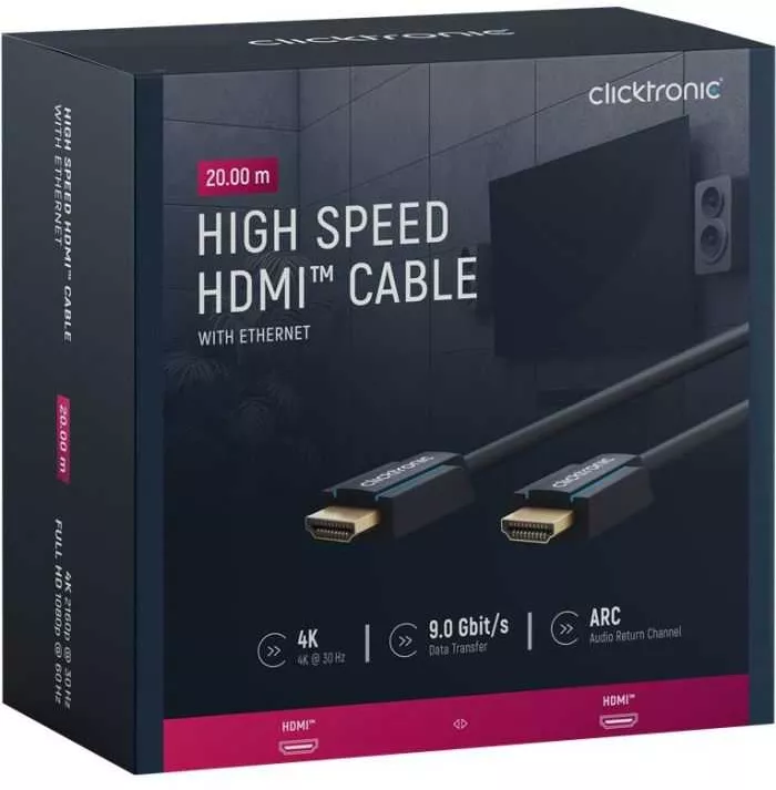 Cablu Profesional HDMI - HDMI 20m Ultra HD 4K 30Hz cu Ethernet OFC ...