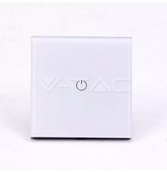 Intrerupator Smart SIMPLU din sticla cu Touch alb V-TAC SKU-8417 - cel.ro