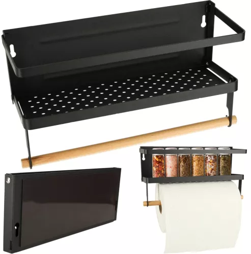 Raft magnetic de frigider 2in1 pentru condimente si prosop de bucatarie