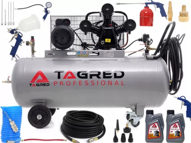 Compresor aer comprimat 200L 230V 5.6CP 650L min 3 cilindri + ulei ...