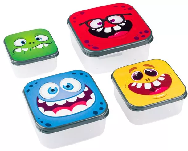 Set 4 Caserole Colorate cu Capac de 300 ml 450 ml 650 ml si 1l bqe1 ...