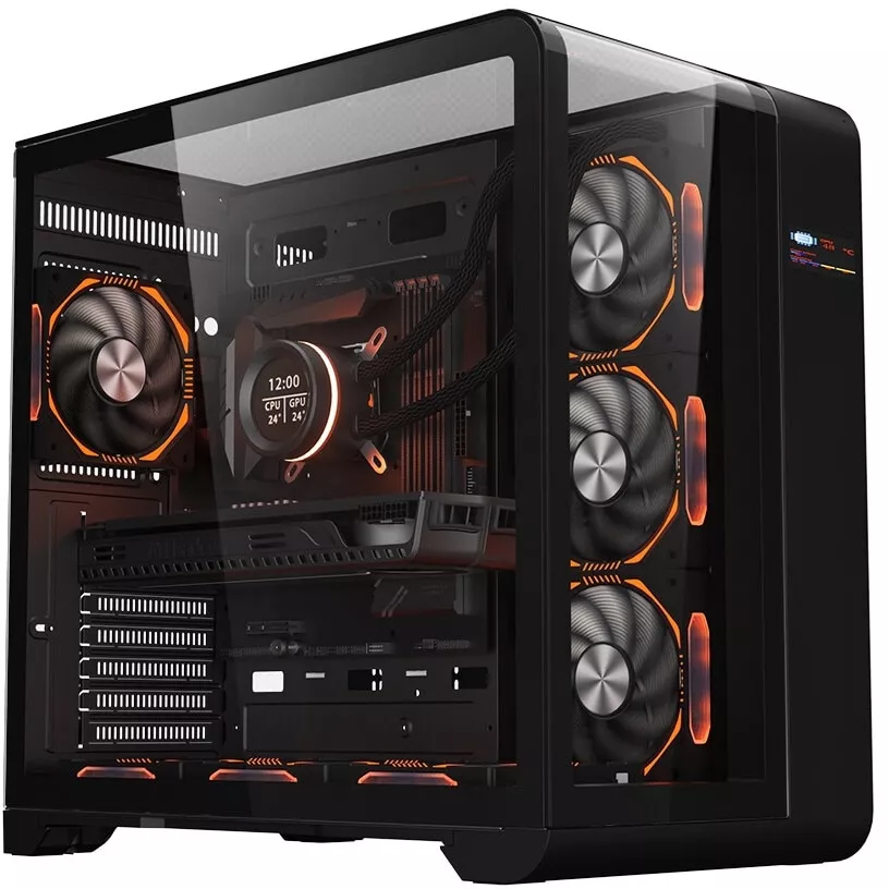 Carcasa acvariu 1stPLAYER Gaming RT7-Bk afisaj digital Cube Tower ATX fara