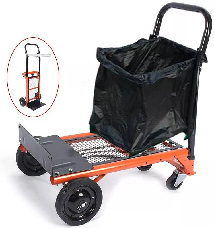 Carucior liza portabil cu 4 roti suport sac de gunoi pliabil transport ...