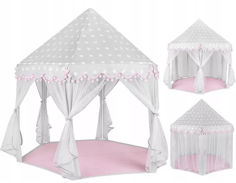 Cort castel printese mini ghirlanda roz eleganta 135x140 cm 6 perdele ...