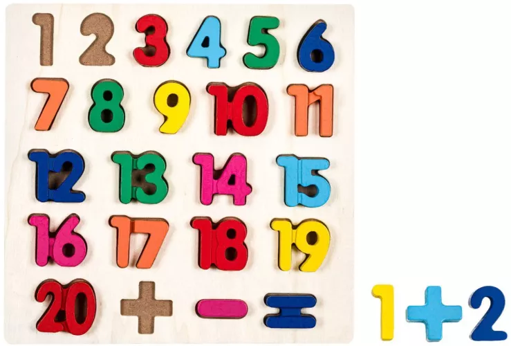 Joc educativ copii tabla cu numere si simboluri matematice lemn 28x28cm ...